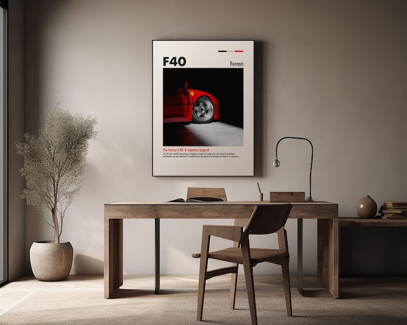 Set of 3 Printable Ferrari F40 Poster Hyper Cars Wall Art Cool ...