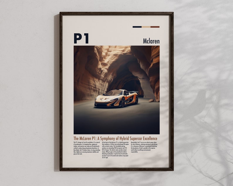 Mclaren P1 Poster Super Car Wall Art Mclaren P1 Artwork Mclaren Decor ...