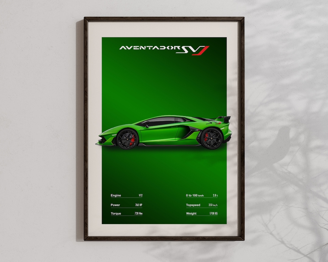 Lamborghini Aventador SVJ Poster Automotive Home Decor Aesthetic Car ...