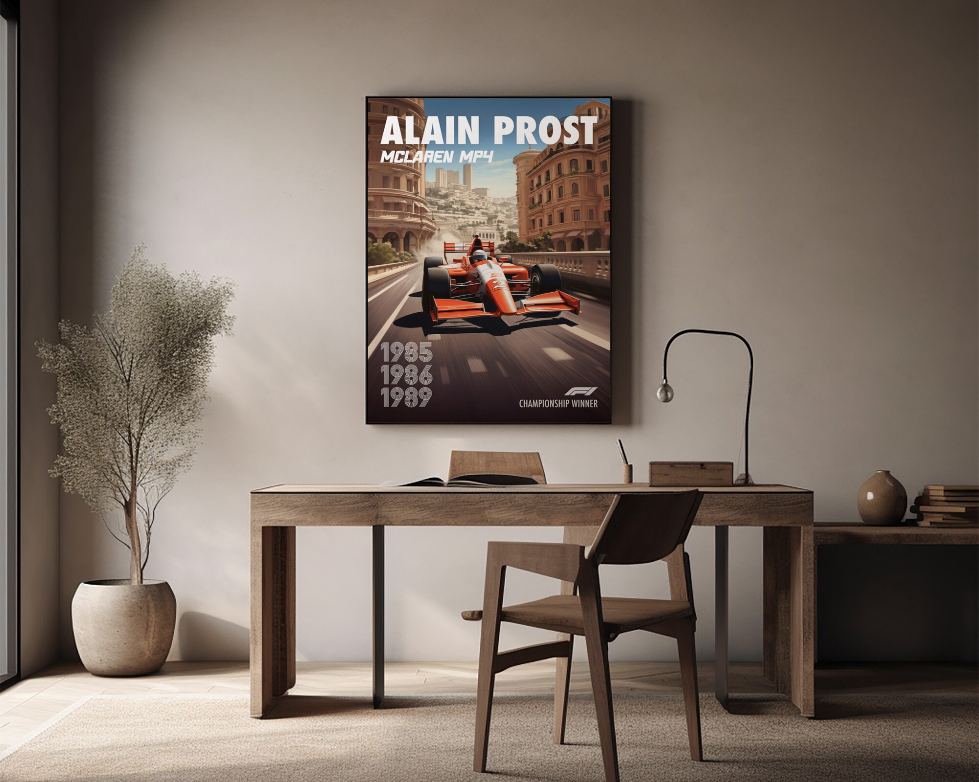 Vintage Alain Prost Poster Formula1 Race Car Wall Art Mclaren Mp4 ...