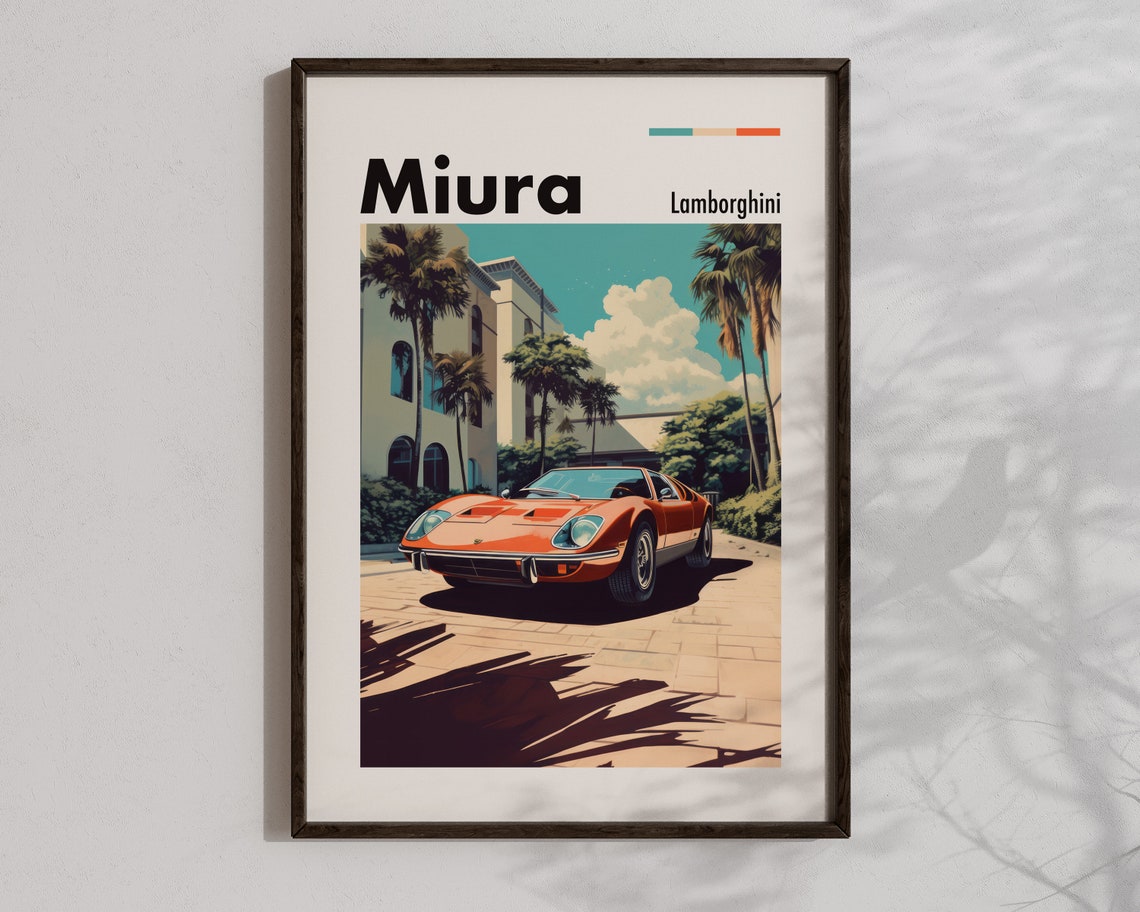 Vintage Lamborghini Miura Poster Printable Super Car Artwork - Etsy