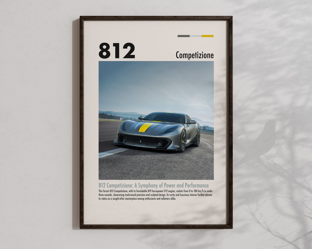 Ferrari 812 Competizione Poster Super Cars Wall Art Cool Automotive ...