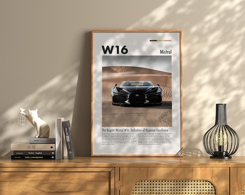 Bugatti Mistral W16 Poster Hyper Car Wall Art Cool Race Cars Artwork ...