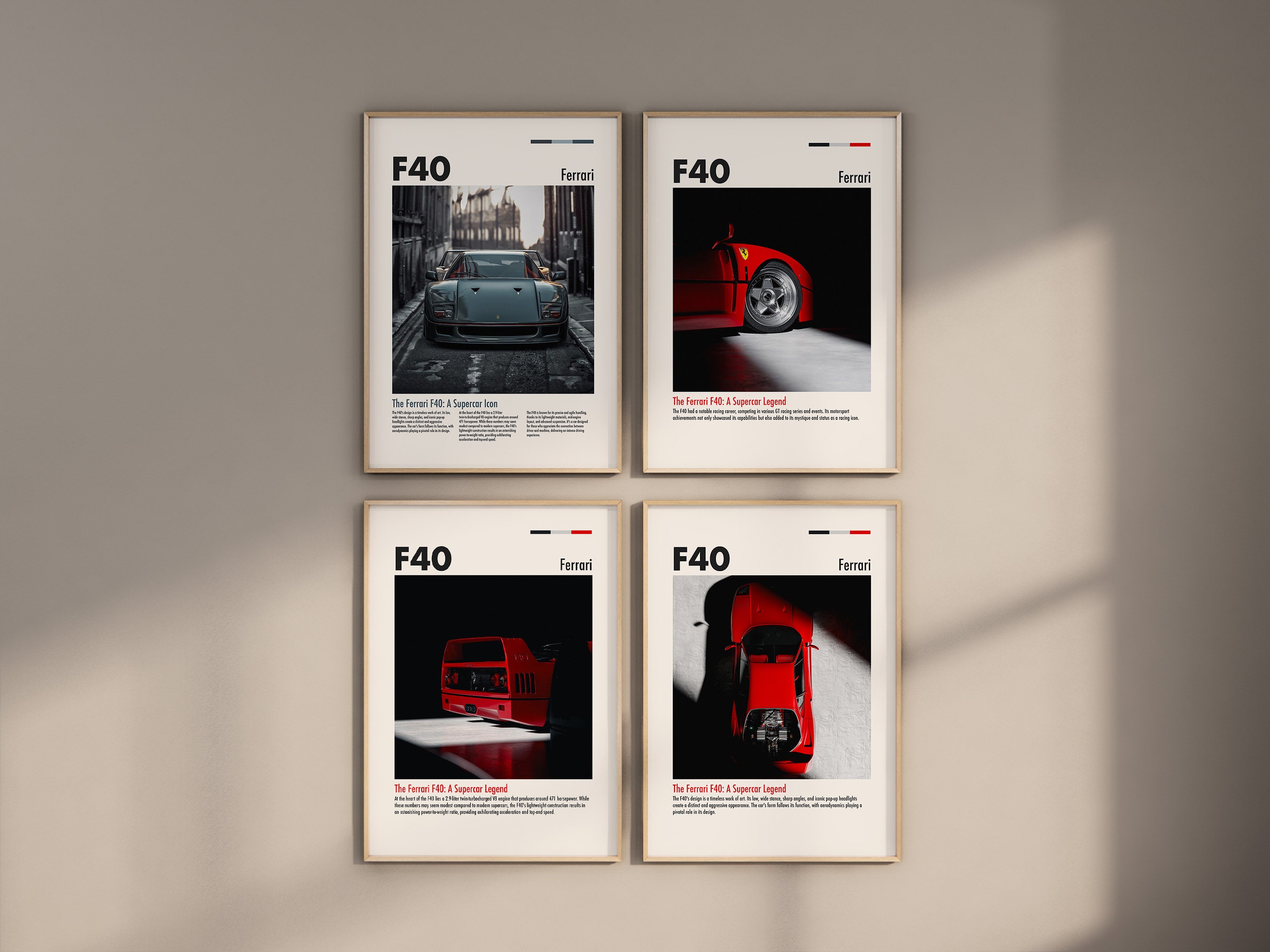 Set of 20 Ferrari Posters Automotive Home Wall Art Cool Racing Artwork ...