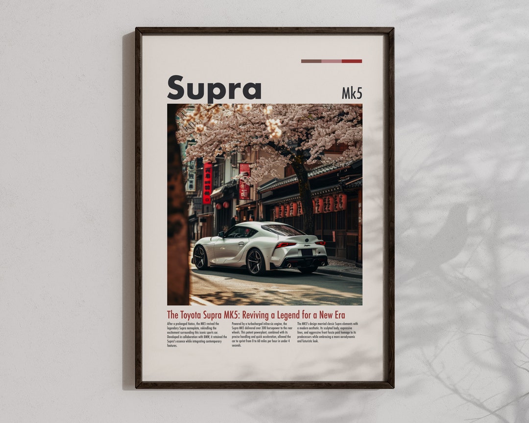 Toyota Supra Mk5 Poster Cool Sports Car Artwork Digital Automotive ...
