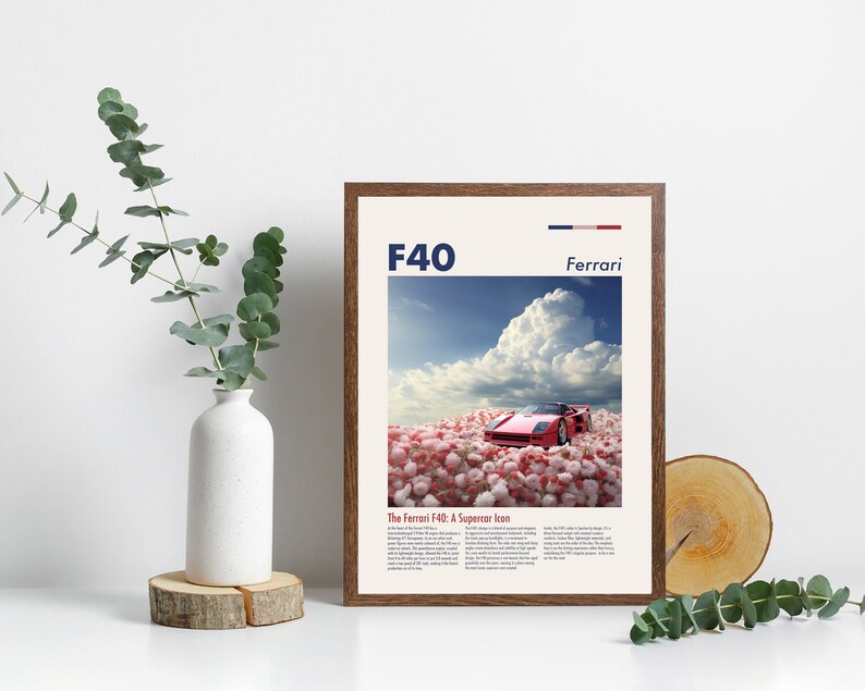 Ferrari F40 Poster Car Wall Art Ferrari F40 Artwork Ferrari Poster ...