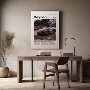 Bugatti Veyron Poster Aesthetic Sports Car Wall Art Cool Cars Prints ...