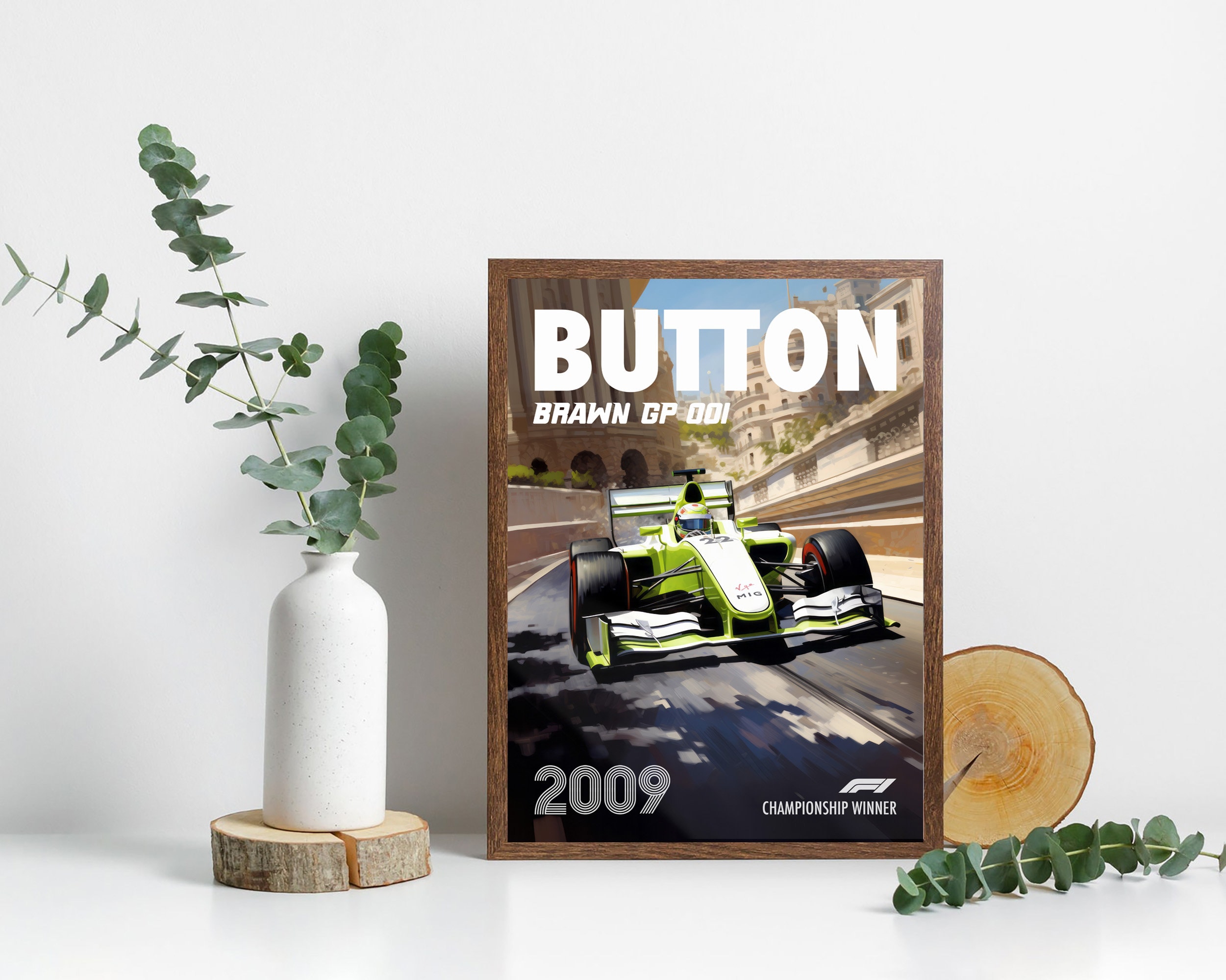 Jenson Button Poster Formula1 Race Car Wall Art Brawn GP - Etsy
