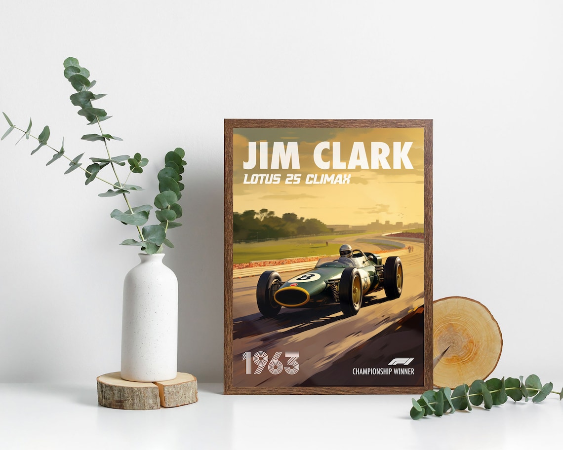 Vintage Jim Clark Poster Formula1 Race Car Wall Art Lotus 25 - Etsy