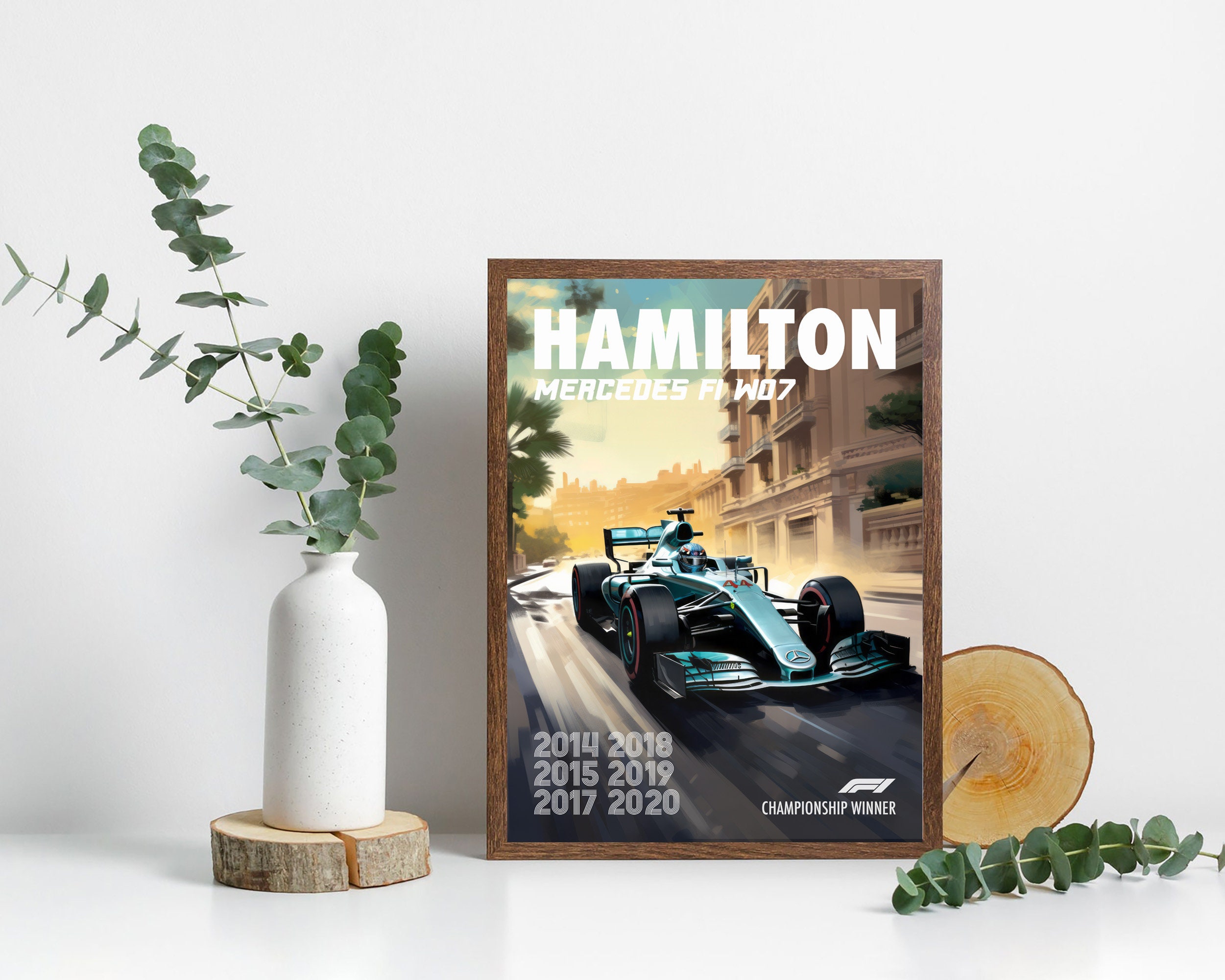 Lewis Hamilton Poster Formula1 Race Car Wall Art Mercedes Petronas ...