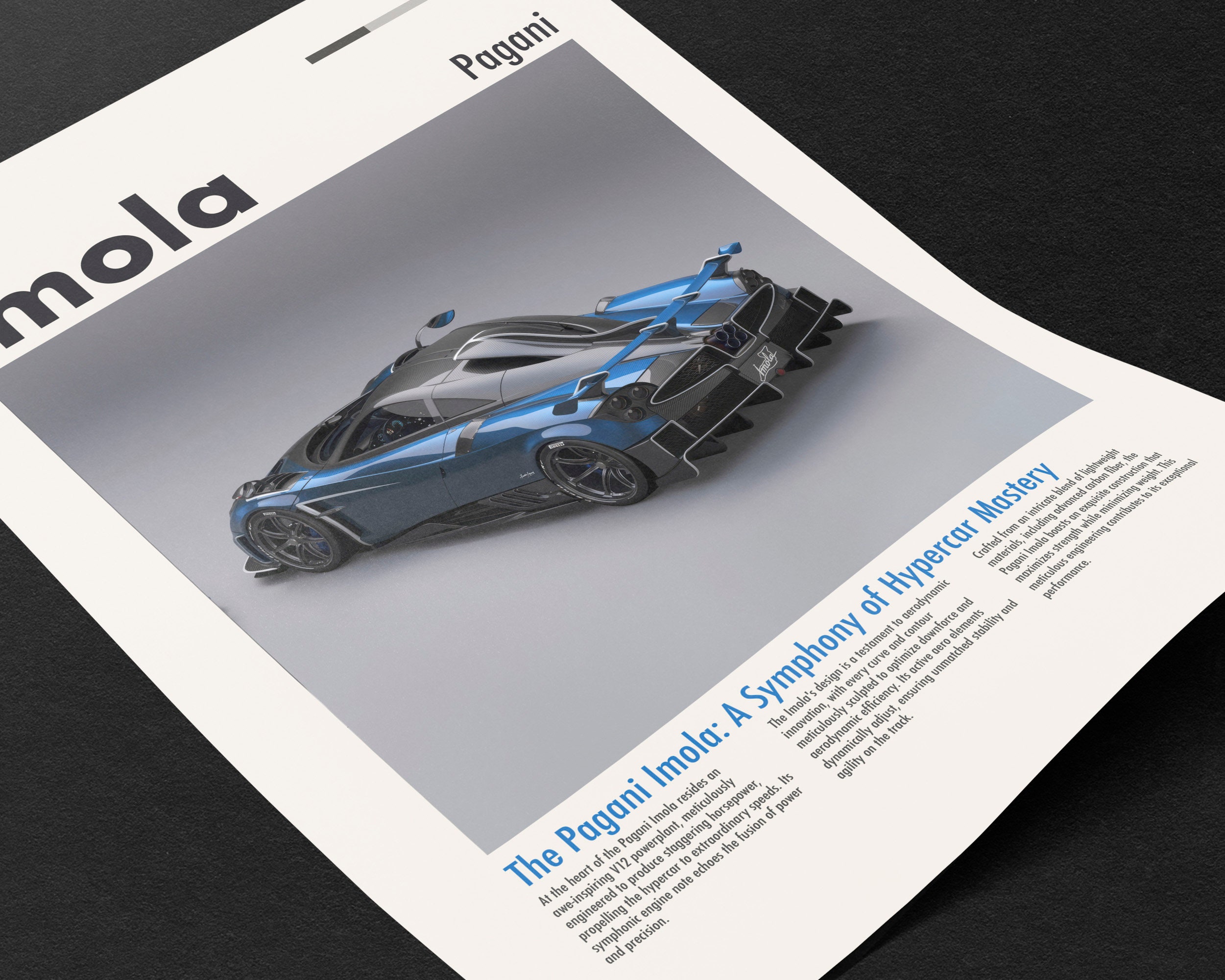 Printable Pagani Imola Poster Downloadable Car Wall Art Fast Hyper Car ...