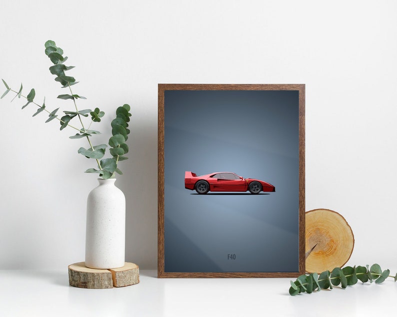 Ferrari F40 Wall Art, Printable Ferrari Poster, Downloadable Super Car ...
