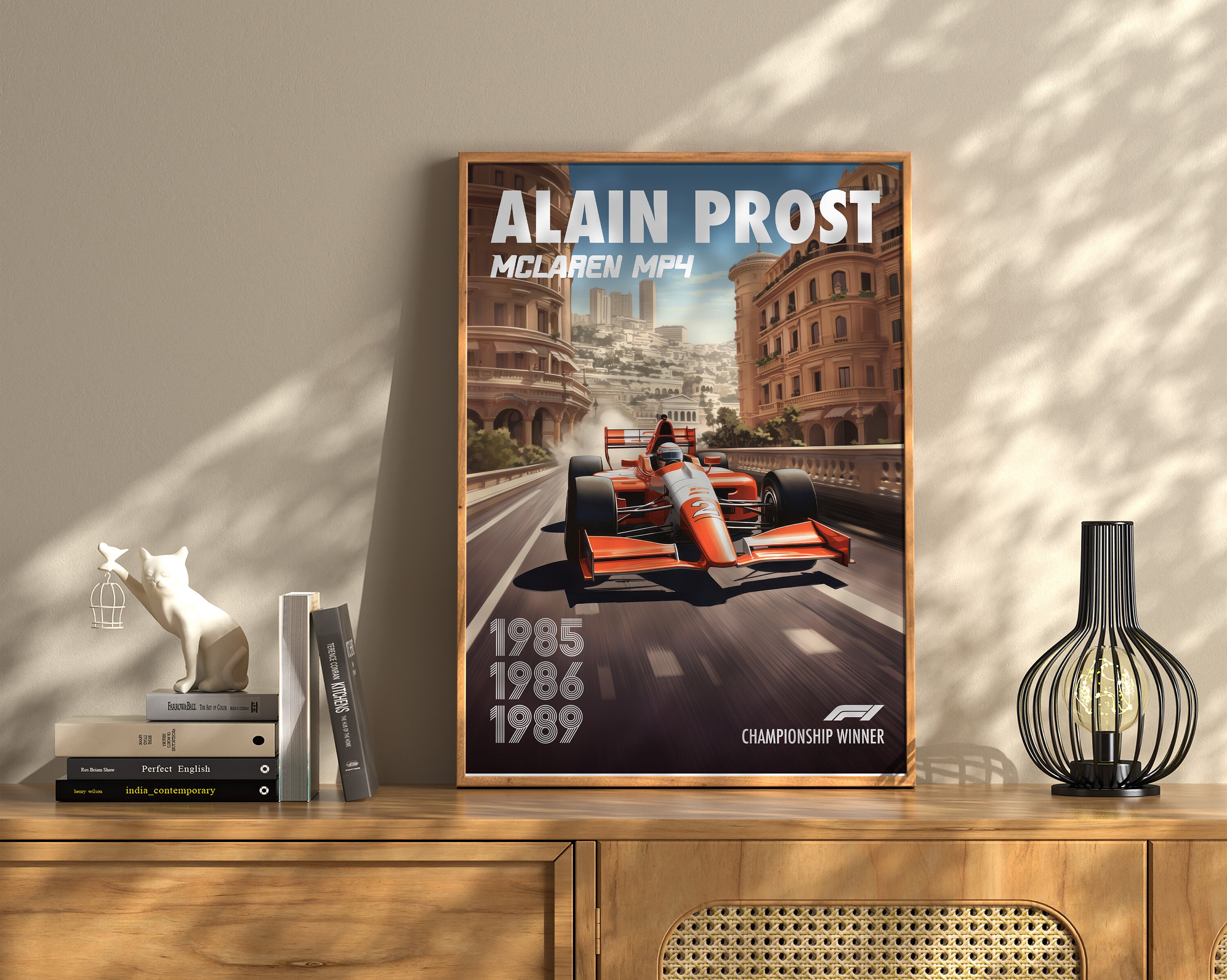 Vintage Alain Prost Poster Formula1 Race Car Wall Art Mclaren Mp4 ...