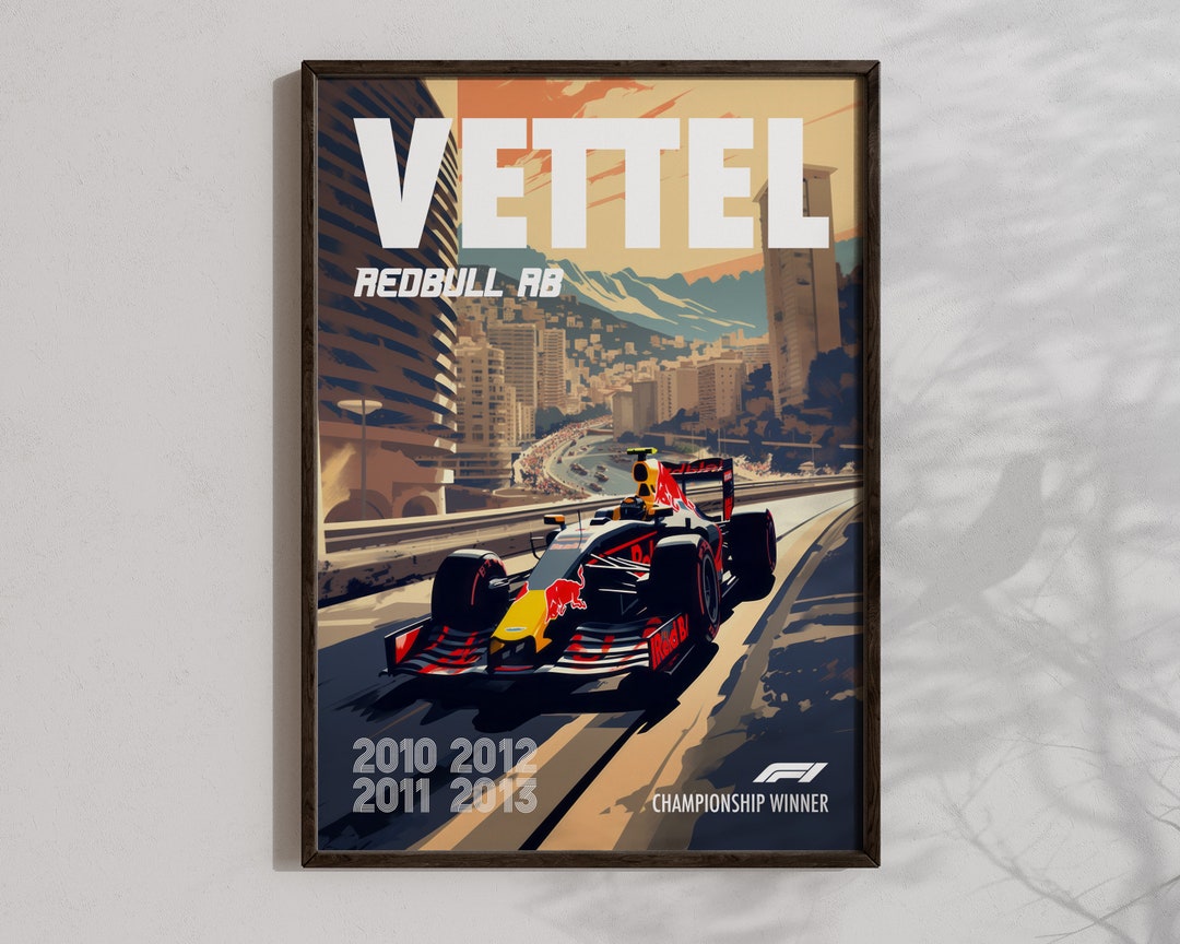 Sebastian Vettel Poster Formula1 Race Car Wall Art Redbull Racing ...