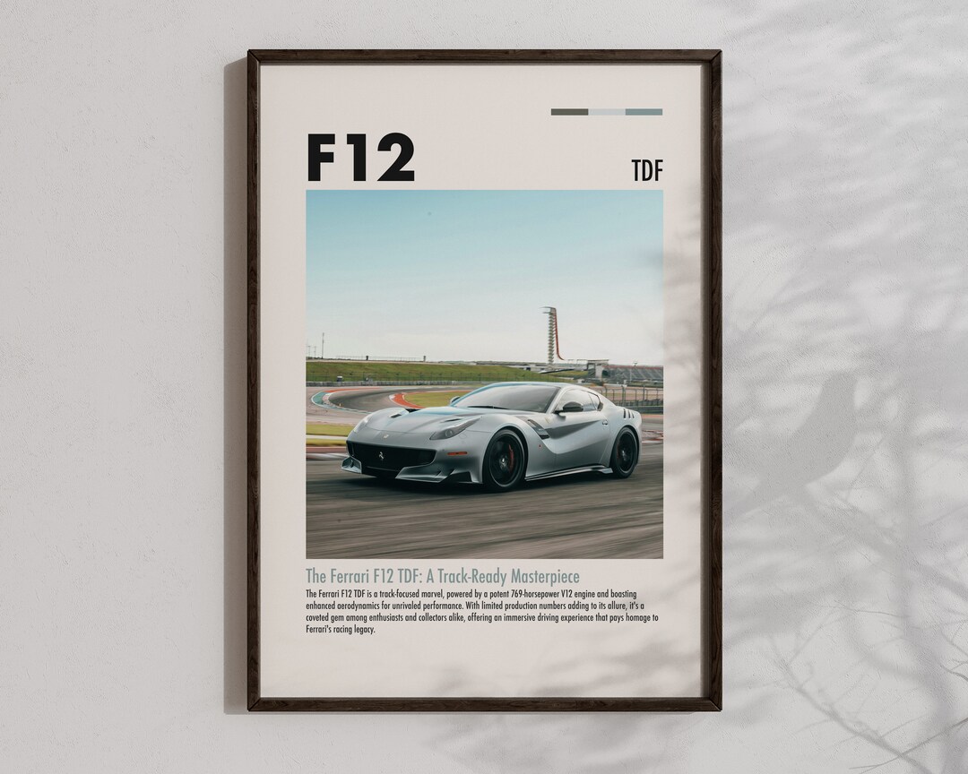 Ferrari F12 TDF Poster Hyper Car Wall Art Cool Automotive Print ...
