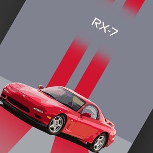 Printable Mazda Rx-7 Wall Art, Mazda Rx7 Poster, Sports Car Decoration ...