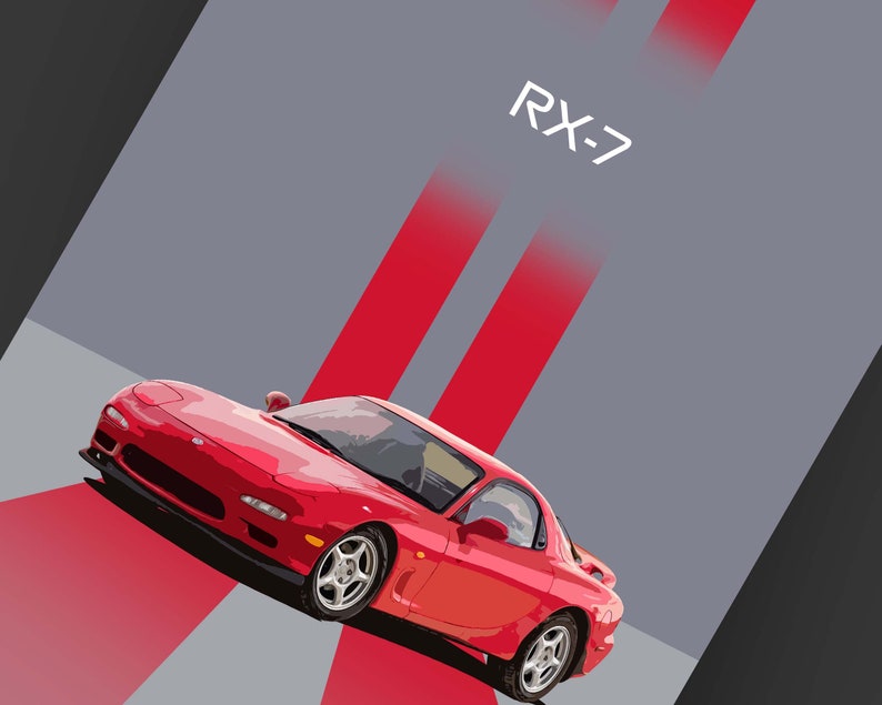 Printable Mazda Rx-7 Wall Art, Mazda Rx7 Poster, Sports Car Decoration ...