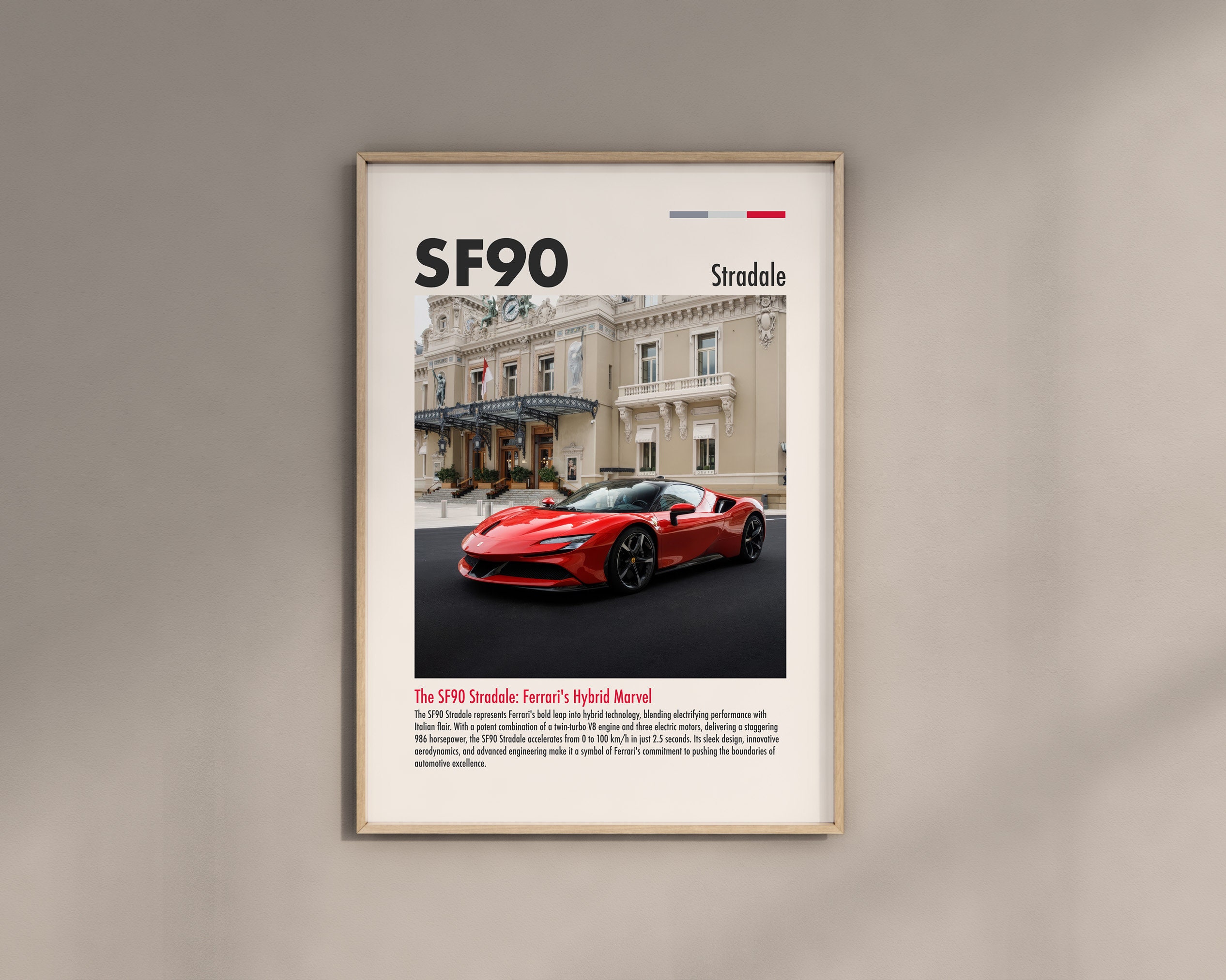 Ferrari SF90 Stradale Poster Hyper Car Wall Art Aesthetic Automotive ...