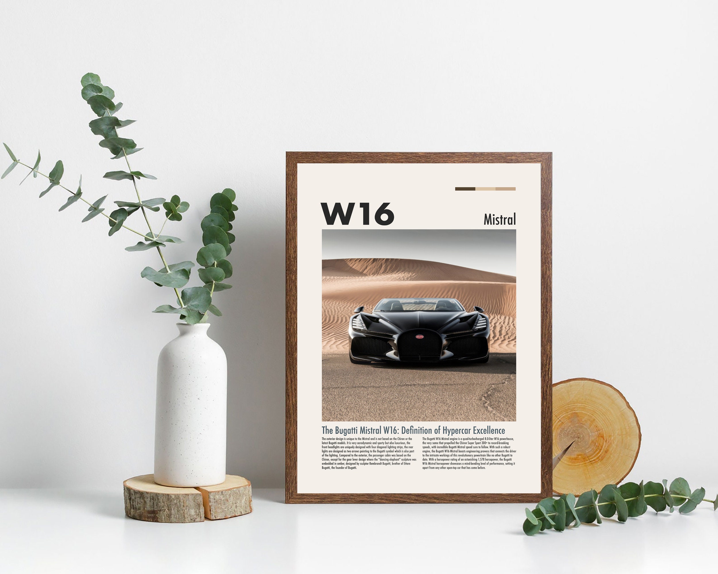 Bugatti Mistral W16 Poster Hyper Car Wall Art Cool Race Cars Artwork ...
