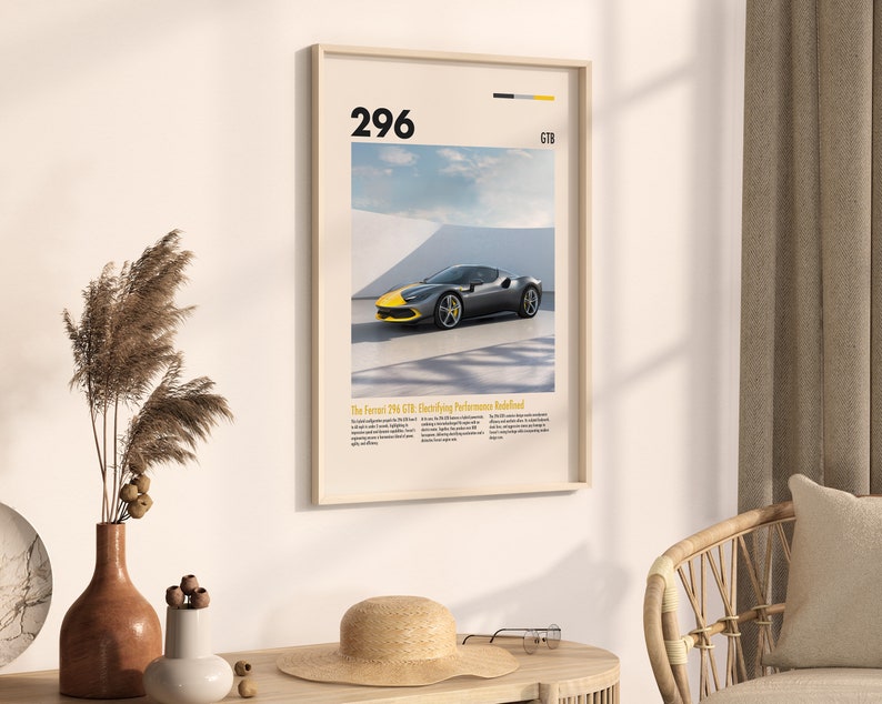 Ferrari 296 GTB Poster Cool Cars Artwork Racing Automotive Wall Art ...