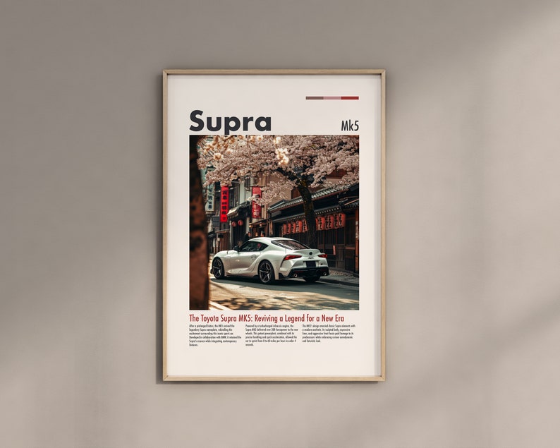 Toyota Supra Mk5 Poster Cool Sports Car Artwork Digital Automotive ...