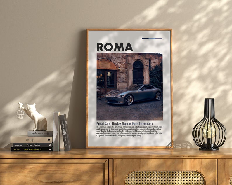 Ferrari Roma Wall Art Sports Car Posters Aesthetic Automotive Print ...