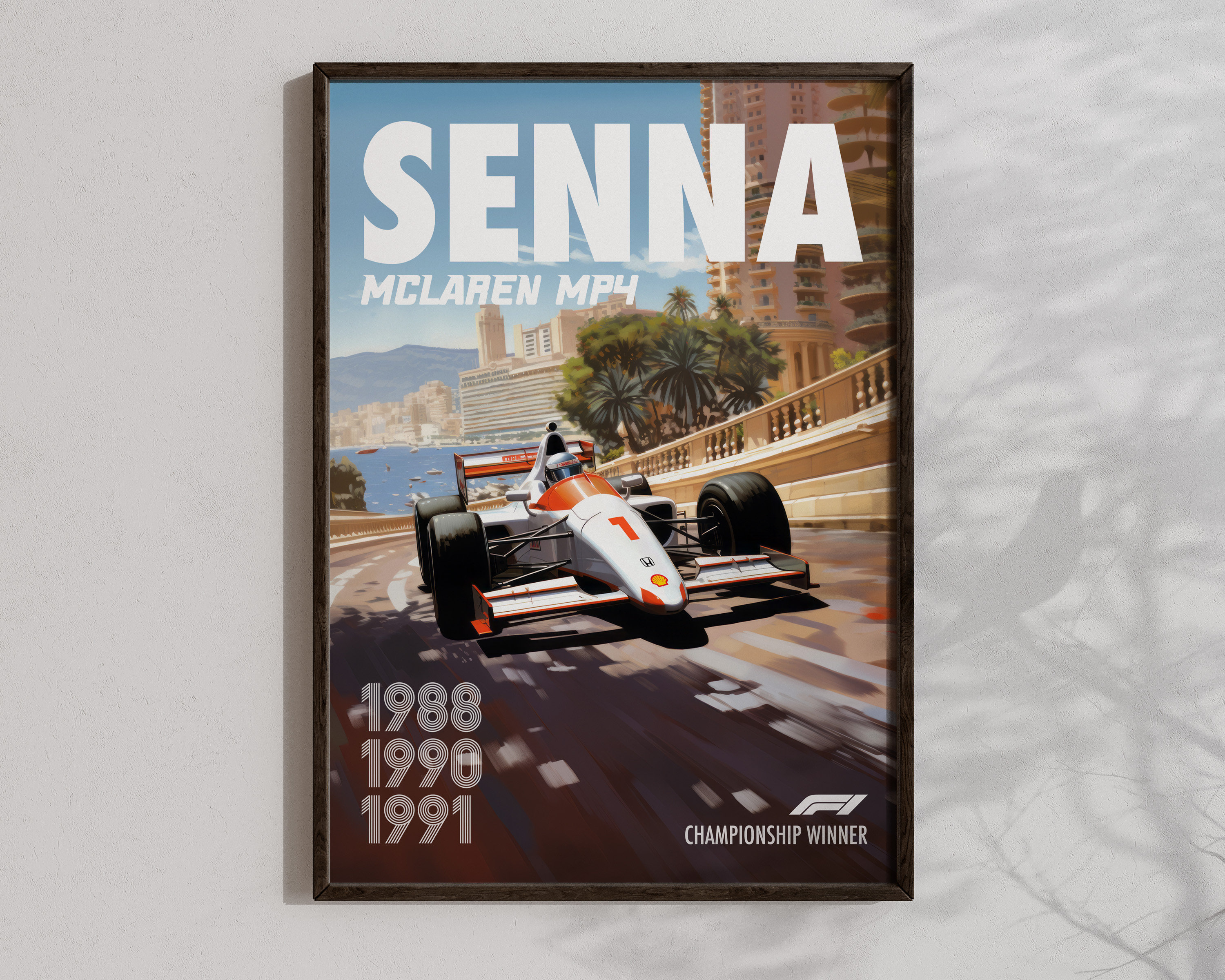 Vintage Ayrton Senna Poster Formula1 Race Car Wall Art Mclaren Mp4 ...