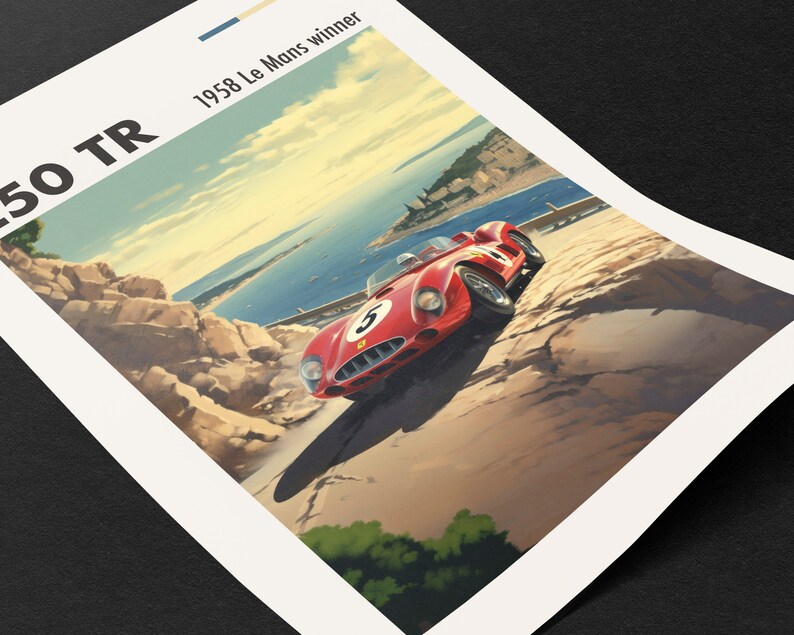Printable Ferrari 250TR Poster Vintage Race Car Artwork Cool - Etsy