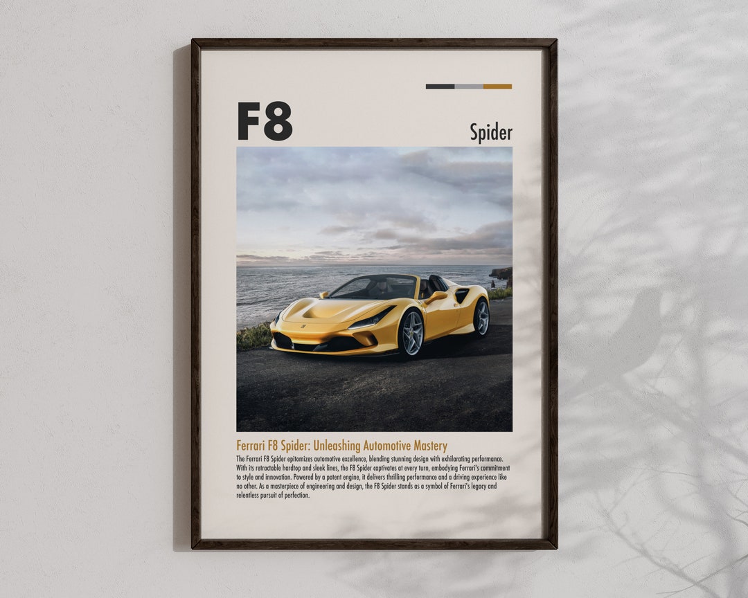 Ferrari F8 Spider Poster Super Cars Wall Art Automotive Home Decor ...