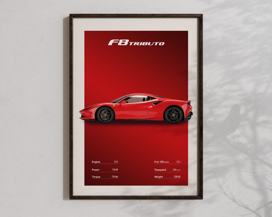 Ferrari F8 Tributo Poster Automotive Home Decoration Downloadable ...