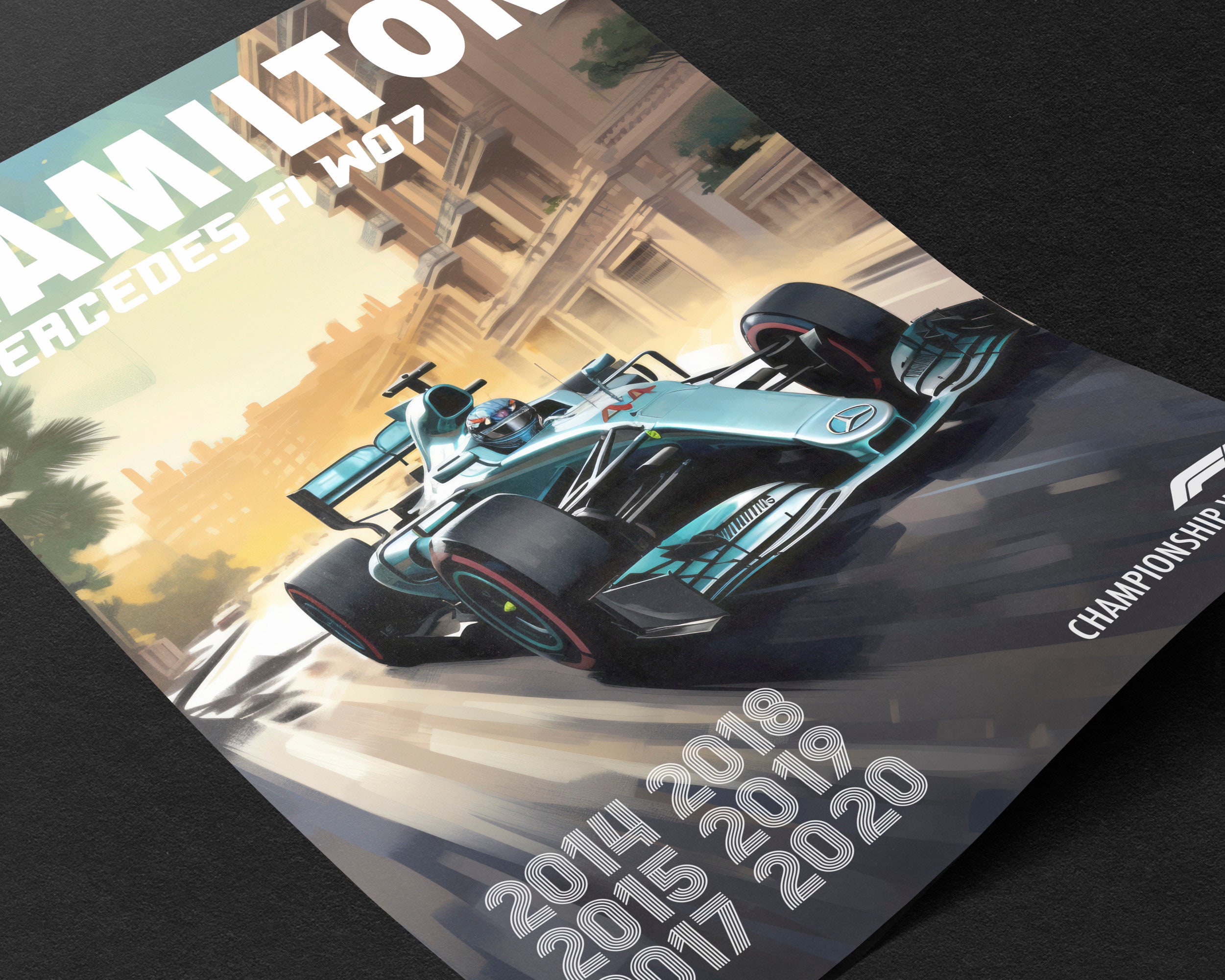 Lewis Hamilton Poster Formula1 Race Car Wall Art Mercedes Petronas ...