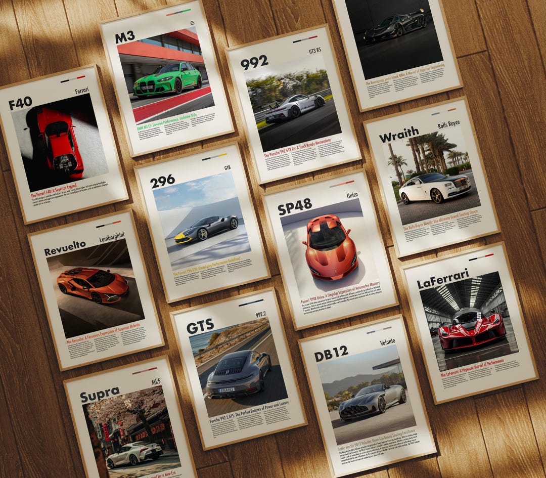 Set of 80+ Car Posters Automotive Home Wall Art Cool Racing Prints ...