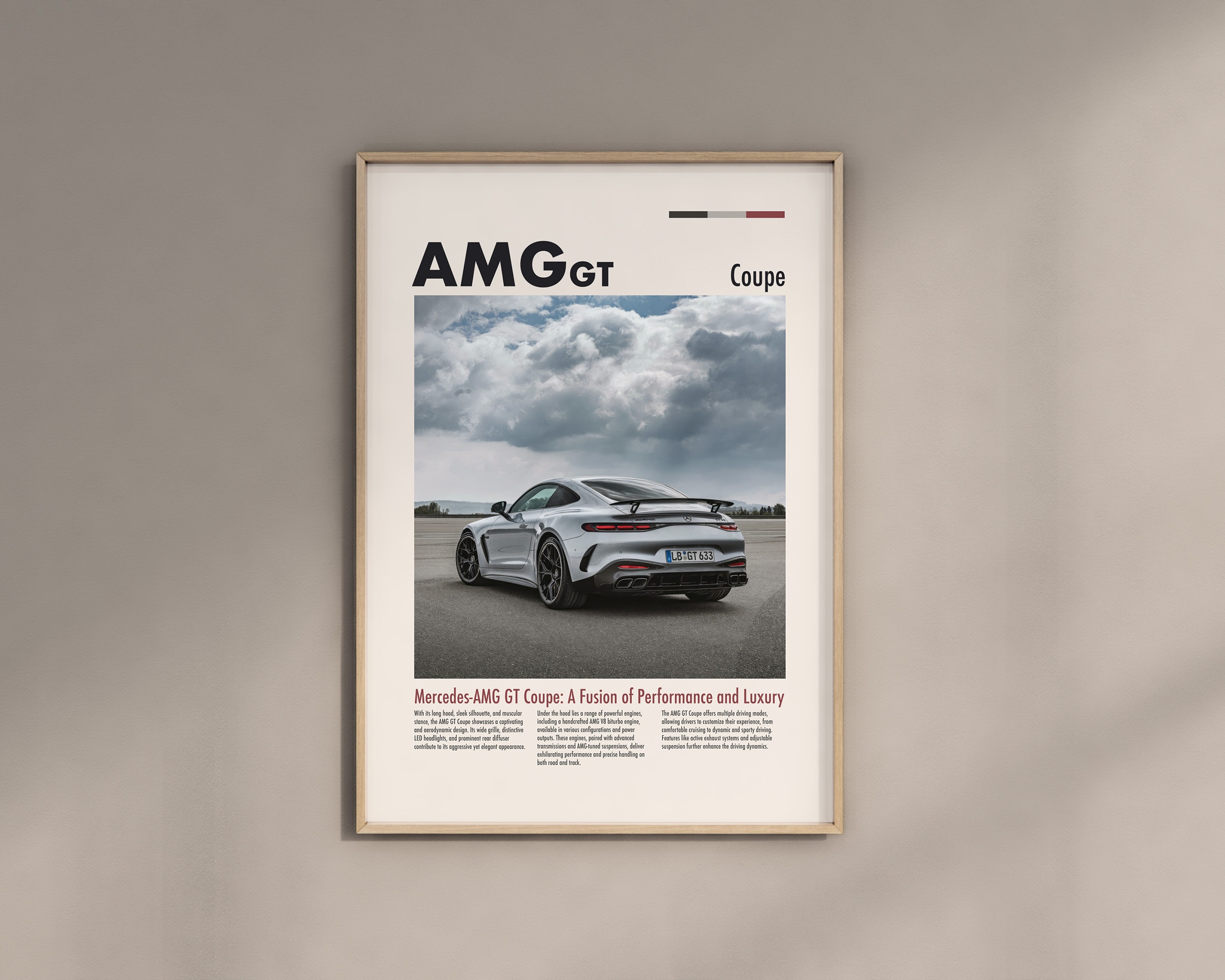 Mercedes AMG GT Poster Super Cars Wall Art Cool Luxury Car Prints ...