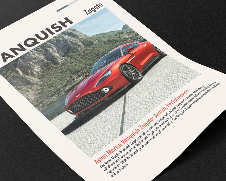 Aston Martin Vanquish Poster Cool Race Car Wall Art Fast Racing Cars ...