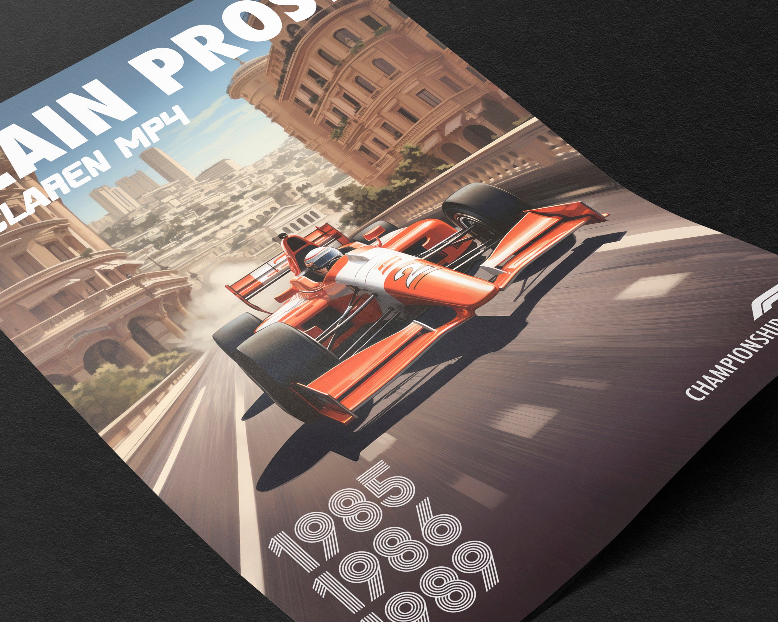 Vintage Alain Prost Poster Formula1 Race Car Wall Art Mclaren Mp4 ...