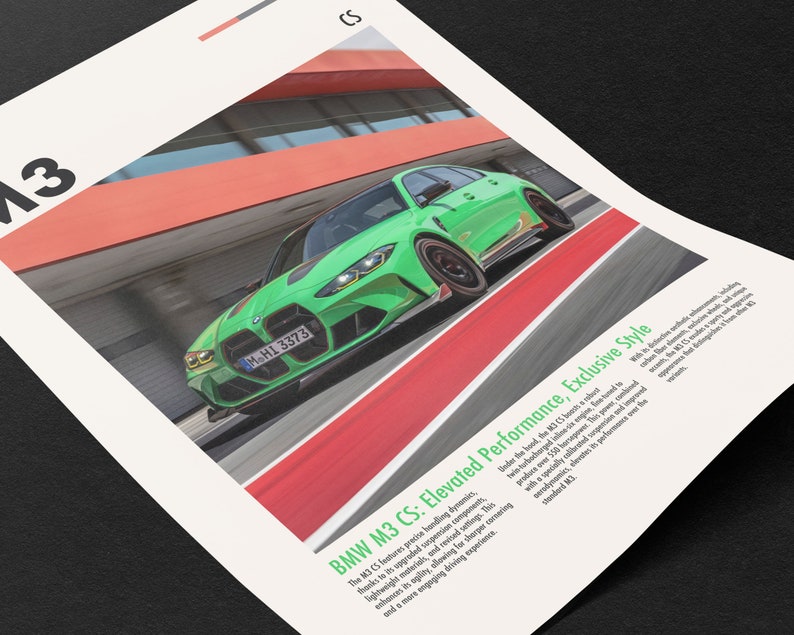 BMW M3 CS Poster Cool Sports Car Decoration Cool Cars Prints Digital ...
