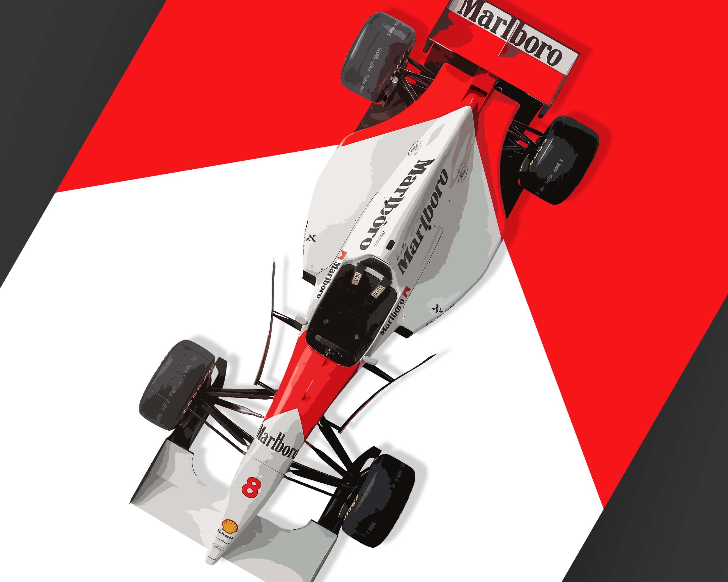 Printable Mclaren MP4 F1 Car Wall Art, 1993 Ayrton Senna Car Poster ...