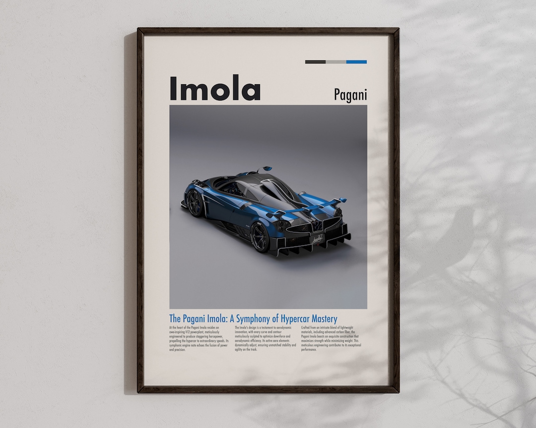Printable Pagani Imola Poster Downloadable Car Wall Art Fast Hyper Car ...