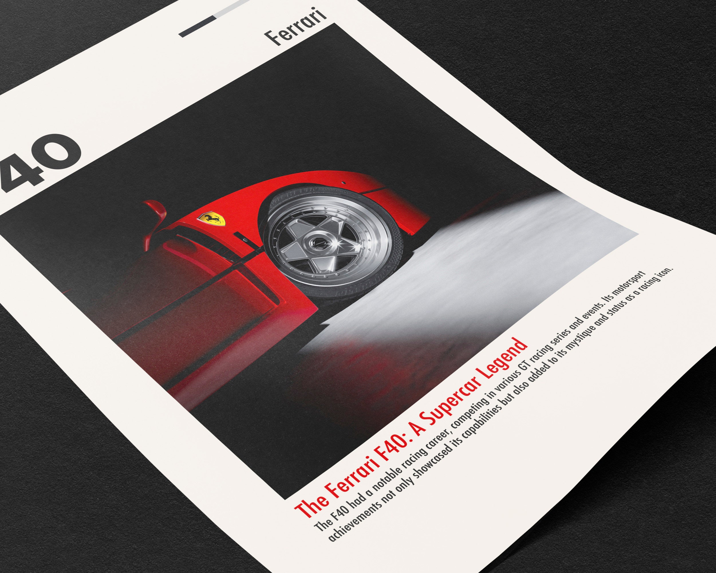 Set of 3 Printable Ferrari F40 Poster Hyper Cars Wall Art Cool ...