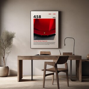 Ferrari 458 Italia Poster Super Car Wall Art Cool Automotive Prints ...