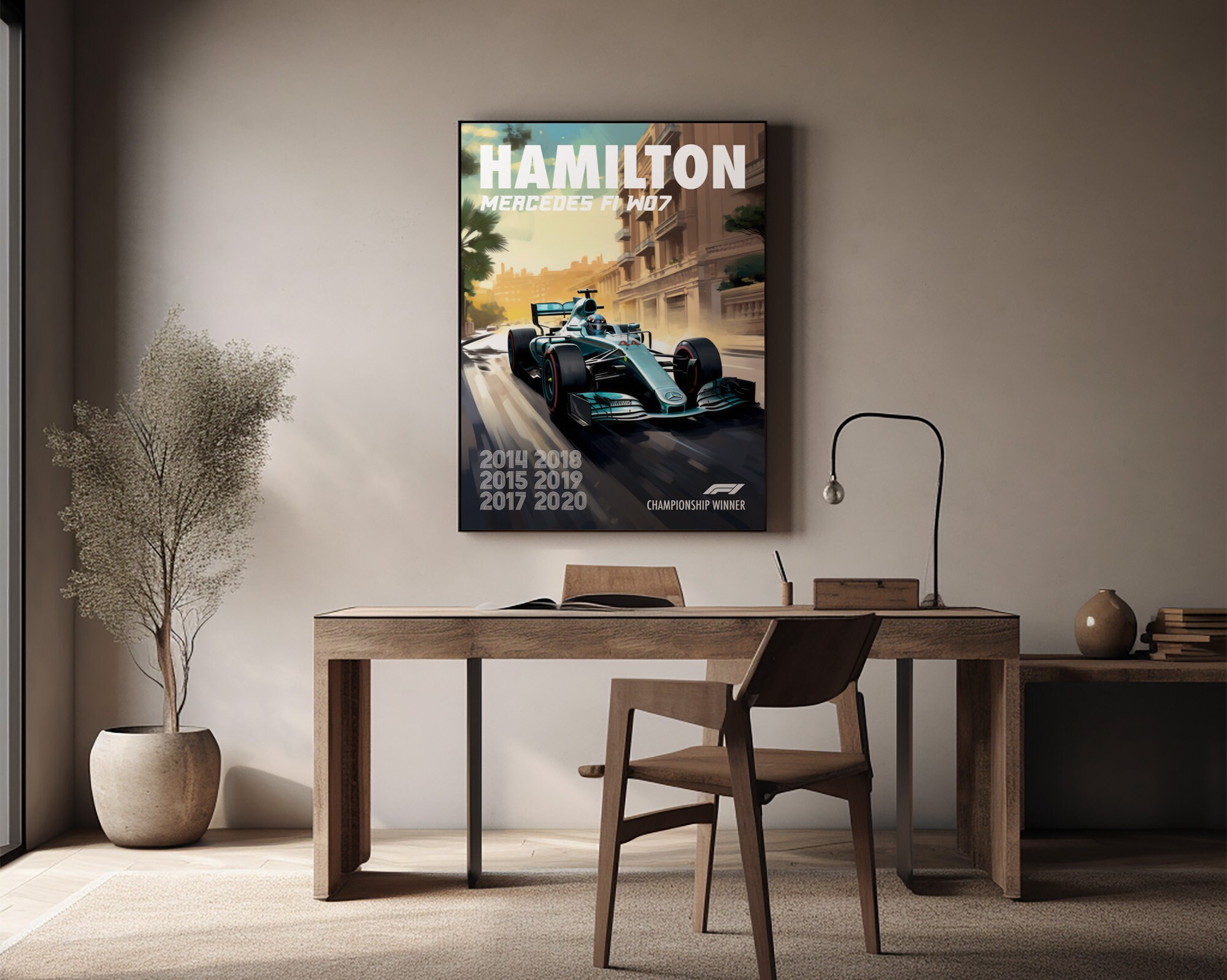 Lewis Hamilton Poster Formula1 Race Car Wall Art Mercedes Petronas ...