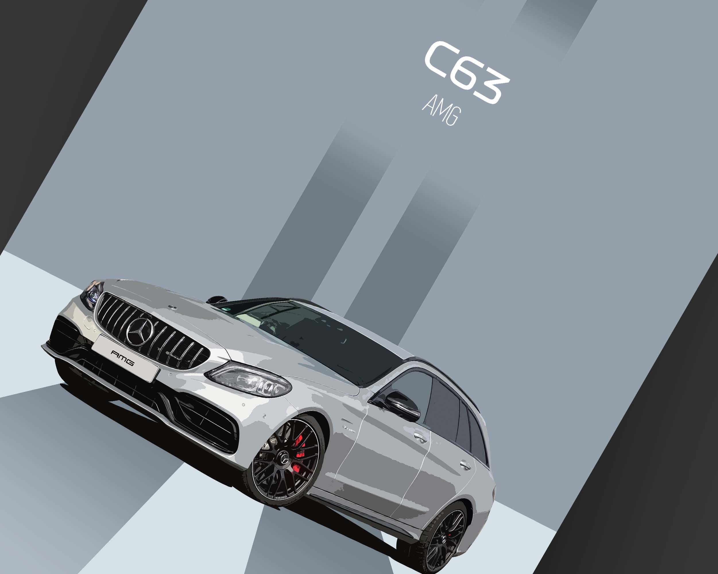 Mercedes - Benz C63 AMG Printable Poster, Mercedes C63 Wall Art, Sports ...