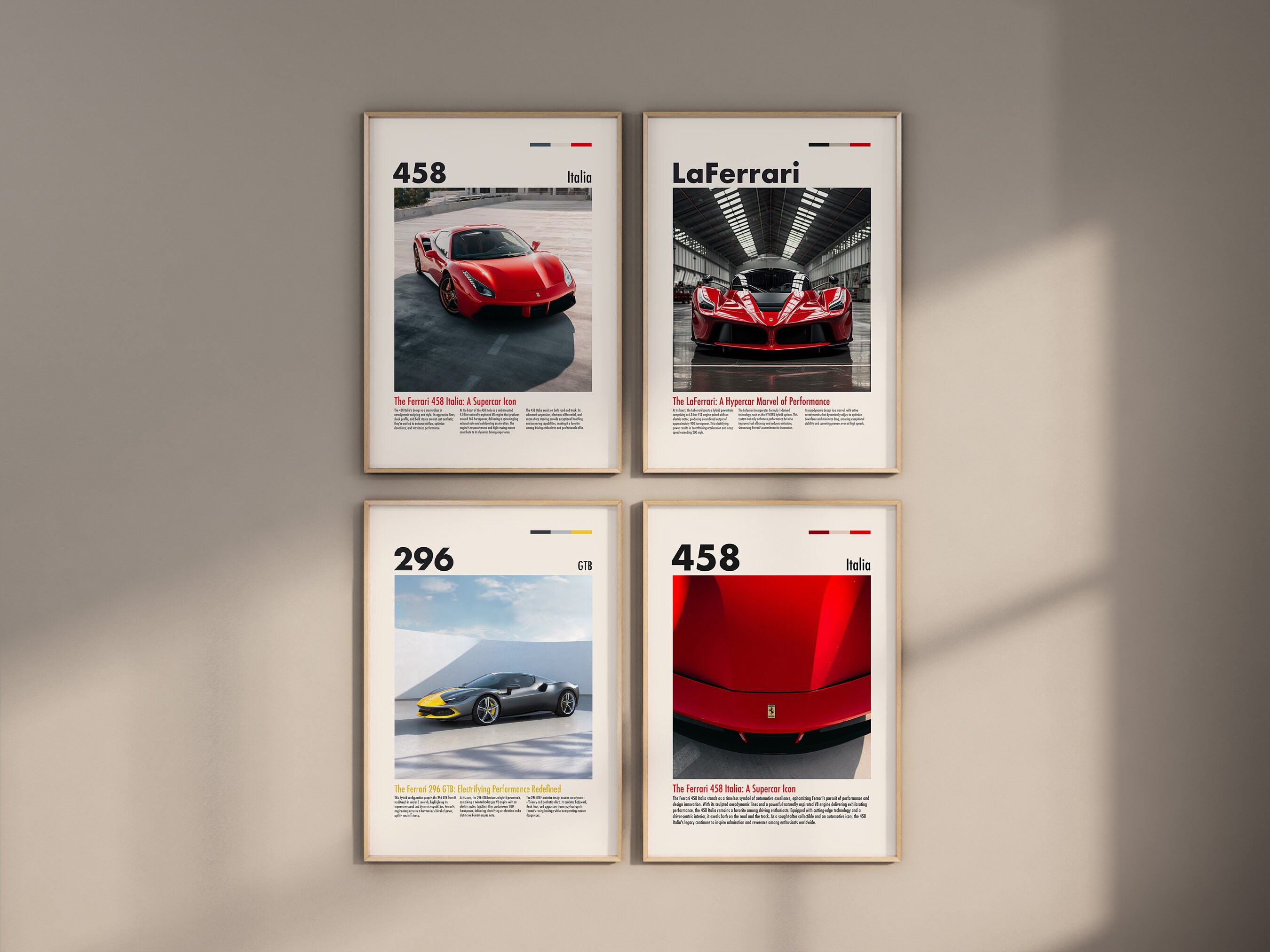 Set of 20 Ferrari Posters Automotive Home Wall Art Cool Racing Artwork ...