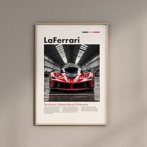 Ferrari Laferrari Poster Racing Sports Car Wall Art Cool Race Cars ...