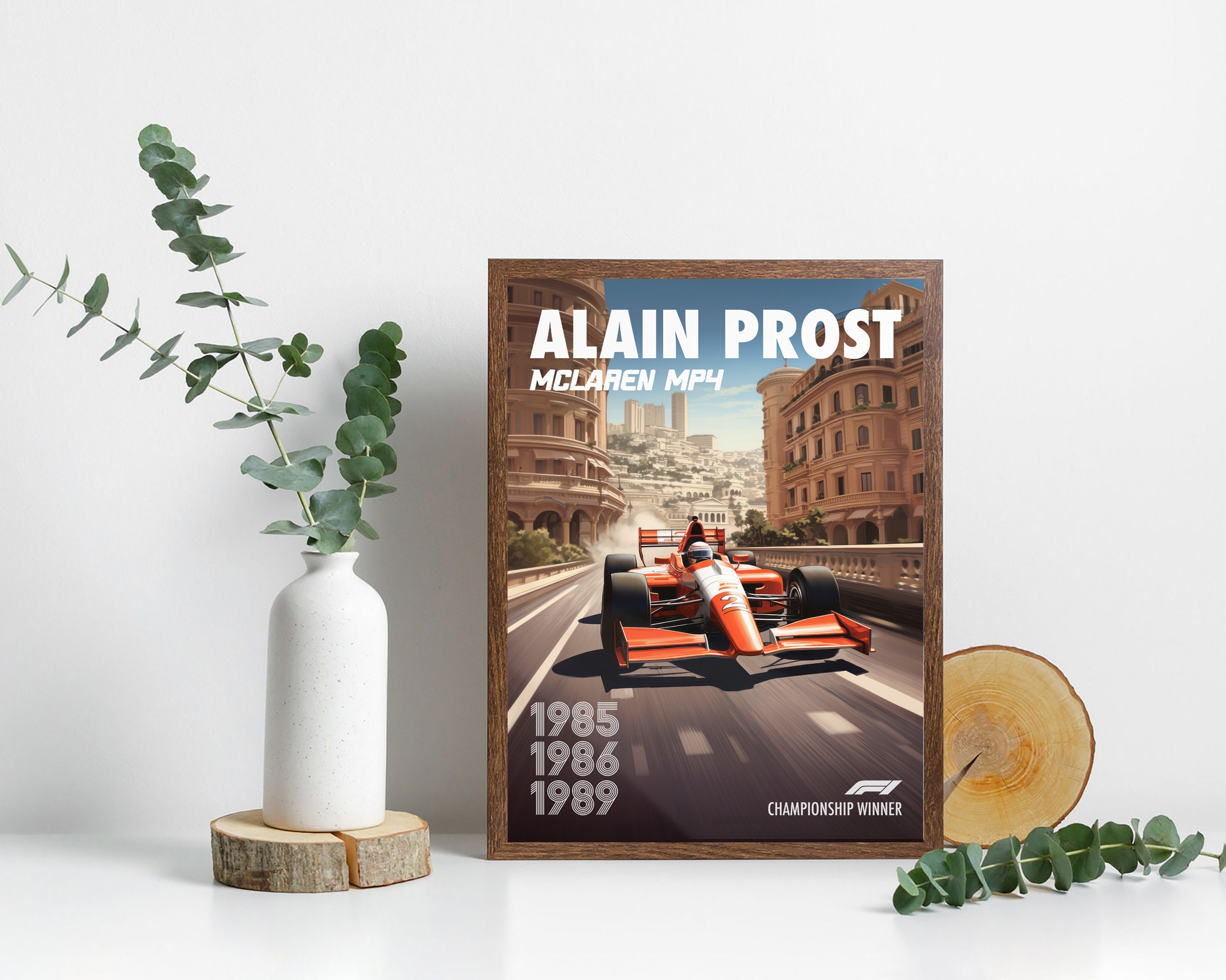 Vintage Alain Prost Poster Formula1 Race Car Wall Art Mclaren Mp4 ...