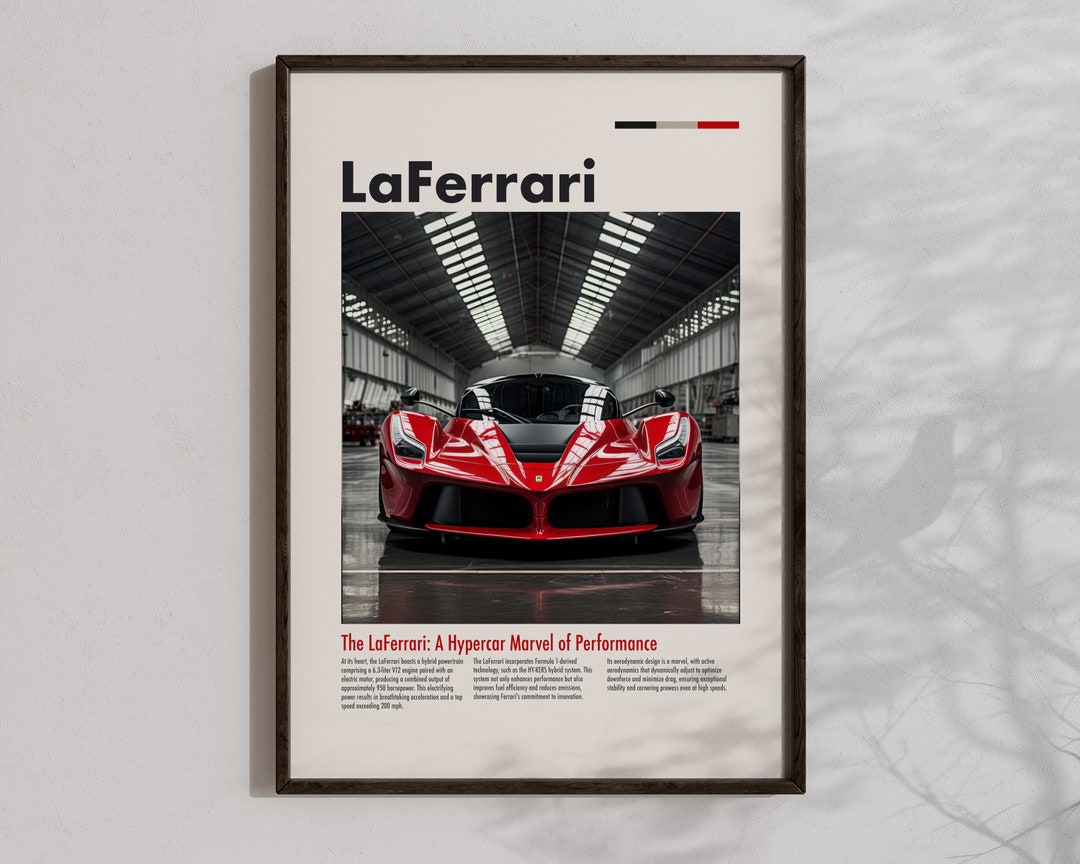 Ferrari Laferrari Poster Racing Sports Car Wall Art Cool Race Cars ...