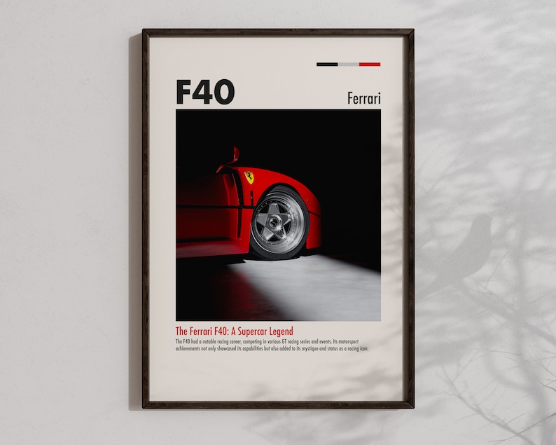 Set of 3 Printable Ferrari F40 Poster Hyper Cars Wall Art Cool ...