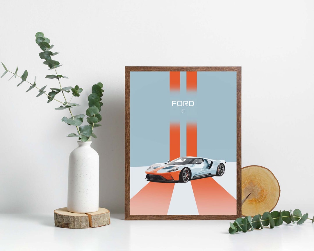 Printable Ford GT Gulf Wall Art, Ford GT Race Car Poster, Hyper Car ...