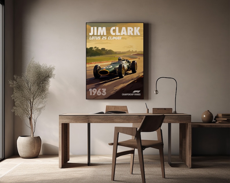 Vintage Jim Clark Poster Formula1 Race Car Wall Art Lotus 25 - Etsy