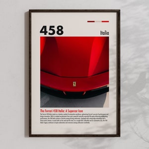 Ferrari 458 Italia Poster Super Car Wall Art Cool Automotive Prints ...